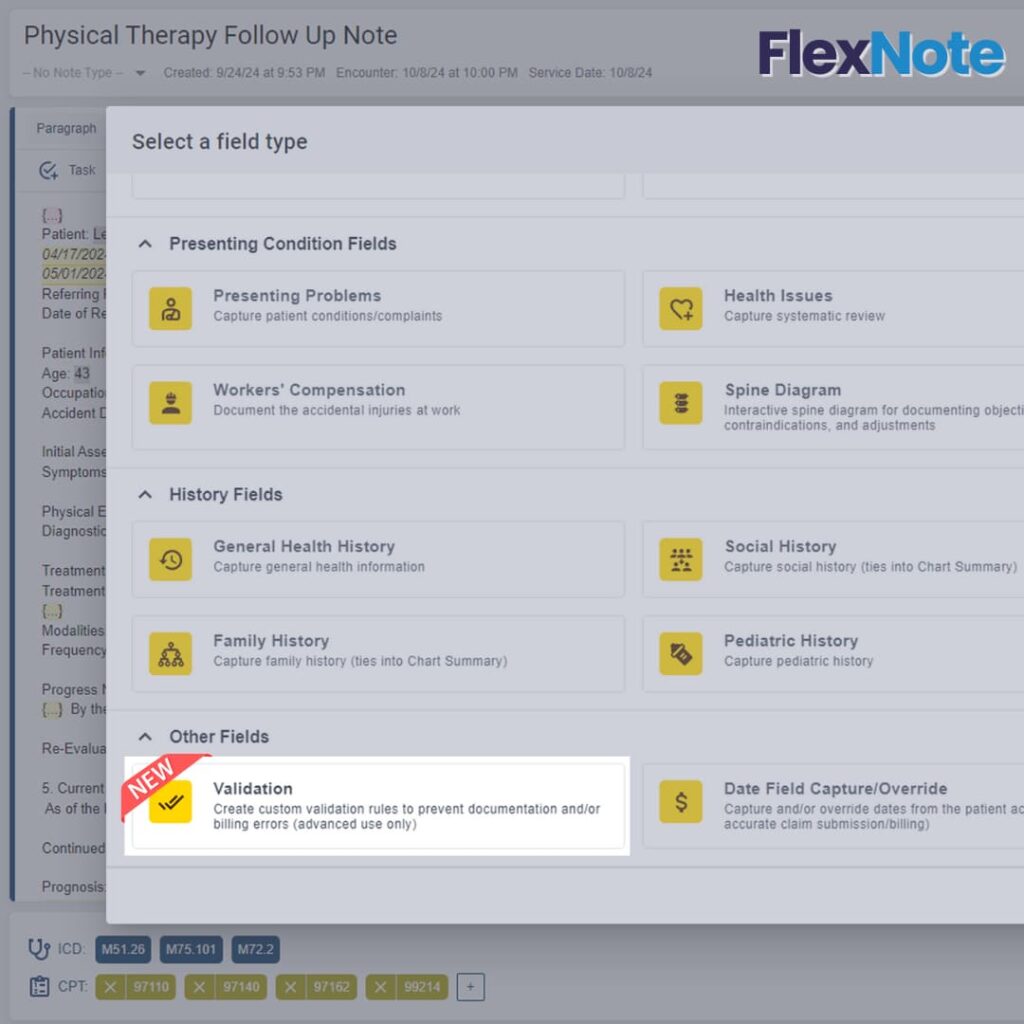 FlexNote Version 12: Validation Field, Hiding Blocks from PDF and more! | ClinicMind